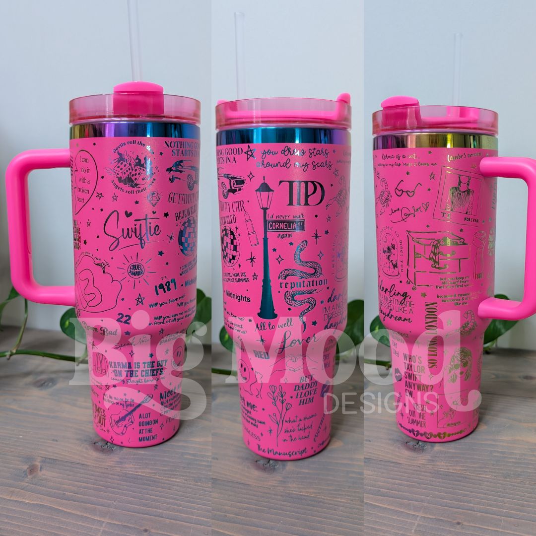 RTG - 40oz Miss Americana - Hot Pink Rainbow Plated Tumbler – Big Mood ...